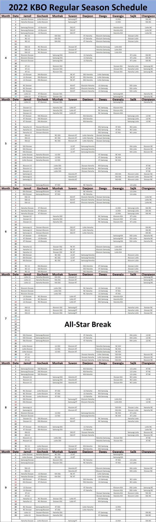 2026 KBO Schedule – MyKBO